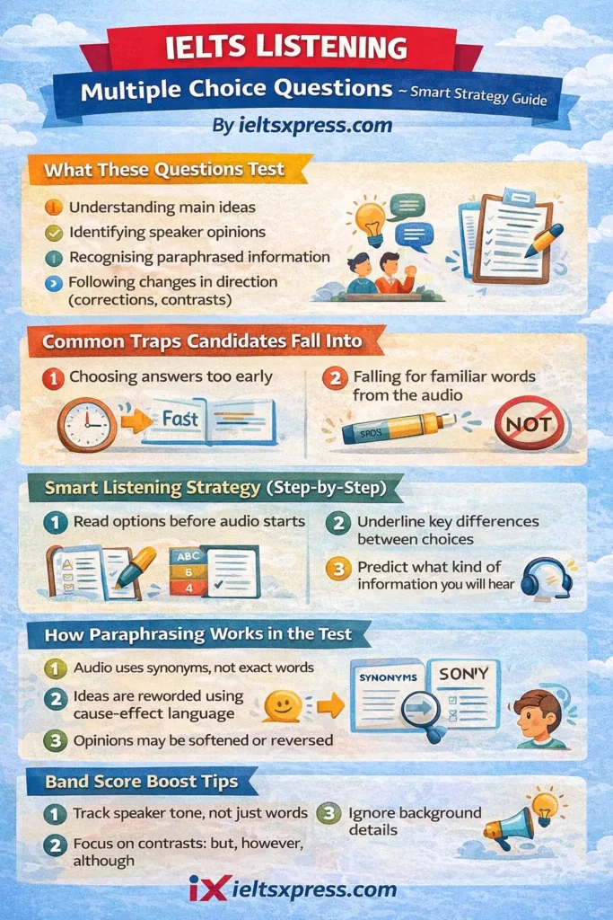 IELTS Listening Multiple Choice Questions - 2026 Guide